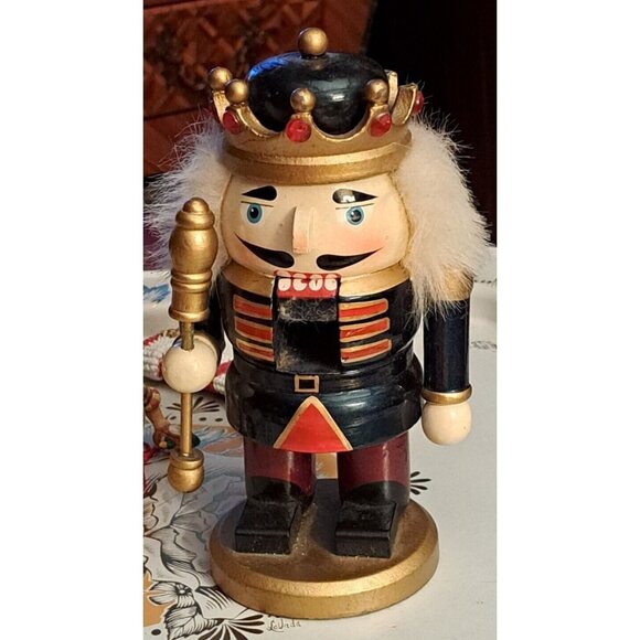 Holiday | Vintage Old World Wooden 8 Nutcracker Navy Blue Uniform Red ...